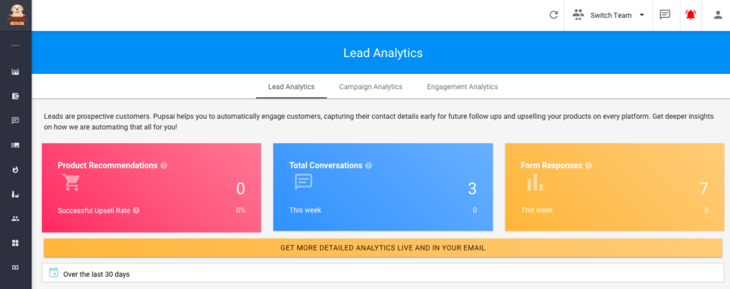 Viewing Total Conversation Analytics - Pupsai